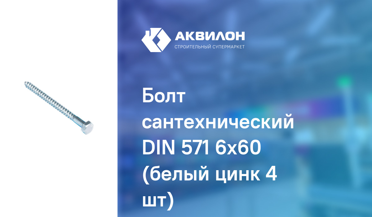 Болт сантехнический DIN 571 6x60 (белый цинк 4 шт): купить за 180 ₸ в ...